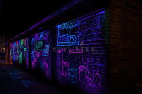Blacklight And Uv Reactive Graffiti On Brick Walls Stock Illustration Illustration Of Spray