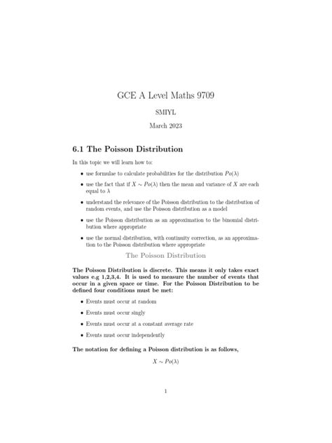 Gcealevelthepoissondistribution Pdf Poisson Distribution