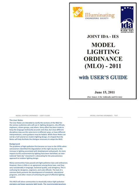 Model Lighting Ordinance Mlo 2011 Pdf Lighting Zoning