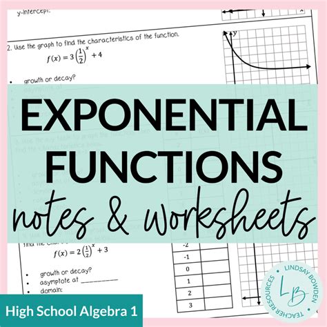 exponential functions notes and worksheets lindsay bowden