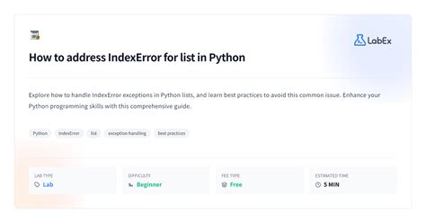 How To Address Indexerror For List In Python Labex