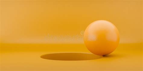 Abstract 3d Render Of Shiny Plastic Yellow Sphere Or Ball At The Edge Of The Hole Stock