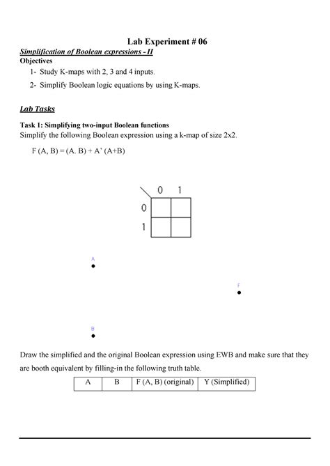 CS302 Lab Manual Week No Lab Experiment 0 6 Simplification Of Boolean Expressions II