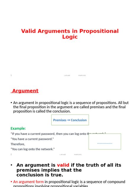 Lecture 5 Valid Arguments In Propositional Logic 0 Pdf Argument Logic