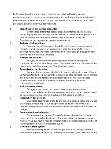 La Formalisation Des Besoins Pdf