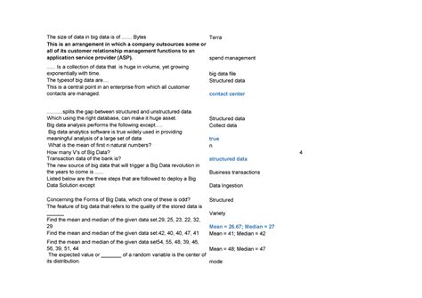 Dsbda The Size Of Data In Big Data Is Of Bytes Terra This Is An Arrangement In Which A