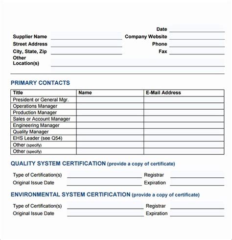 Vendor Evaluation Form