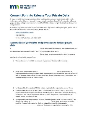 Fillable Online Consent Form To Release Your Private Data Data Practices Form Fax Email Print
