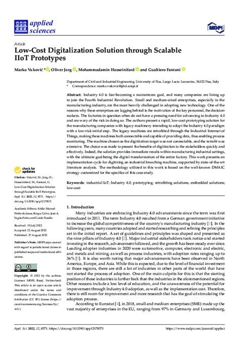 Pdf Low Cost Digitalization Solution Through Scalable Iiot Prototypes