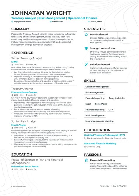 Treasury Analyst Resume Examples Guide For
