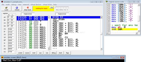 图解在8086模拟器中运行汇编helloworld程序用emu8086编写程序显示helloworld Csdn博客