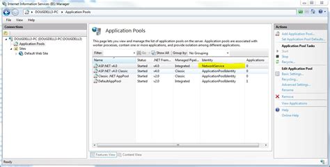 iis application pool identity windows authentication