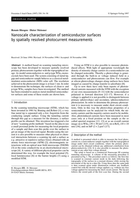 Pdf Nanoscale Characterization Of Semiconductor Surfaces By Spatially Resolved Photocurrent