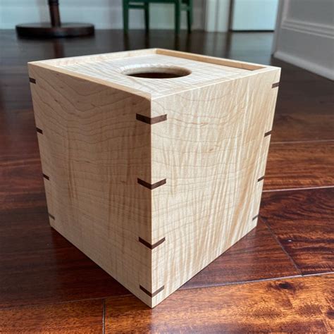 Tissue Box Cover Handmade Out Of Maple And Walnut Free Shipping To