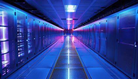 Scientific Secret Laboratory And Underground Bunkers In A Long Tunnel With Neon Lighting Secret