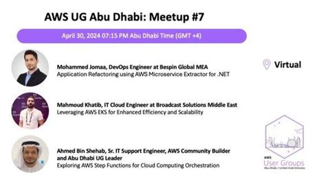 Mahmoud Khatib On Linkedin Aws Ug Abu Dhabi Meetup 7 Tue Apr 30 2024 715 Pm Meetup