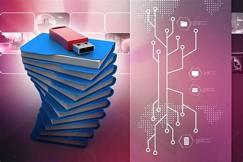Usb Drive With File Folder Digital Plug Folder Photo Background And
