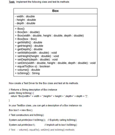 Solved Task Implement The Following Class And Test Its