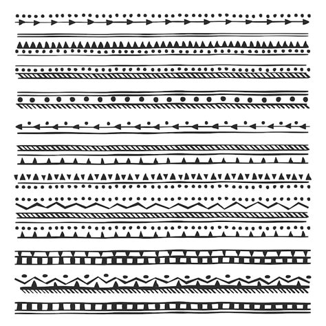 Premium Vector Hand Drawn Line Borders Tribal Dividers