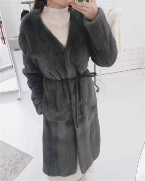 Insunnyfur 💚 역시즌 빅이벤트가 브이넥 롱 올리브그린 밍크코트 💚 👉 꾸준히 나가는