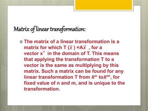 Matrix Of Linear Transformation Pptx