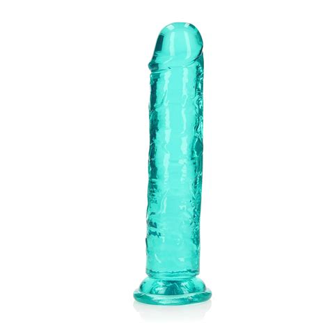 Realrock Crystal Clear Straight 8 In Dildo Without Balls Turquoise