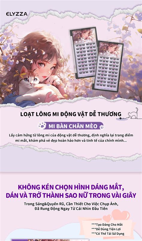 Mi Giả Móng Vuốt Mèo Elyzza Lông Mi Tự Nhiên Dễ Gắn 10 12mm Siêu Nhẹ