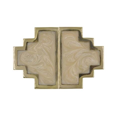 Geometric Brass Knob Pair With Inset Resin In Various Colors Cream Brass Knobs Knobs Pearl