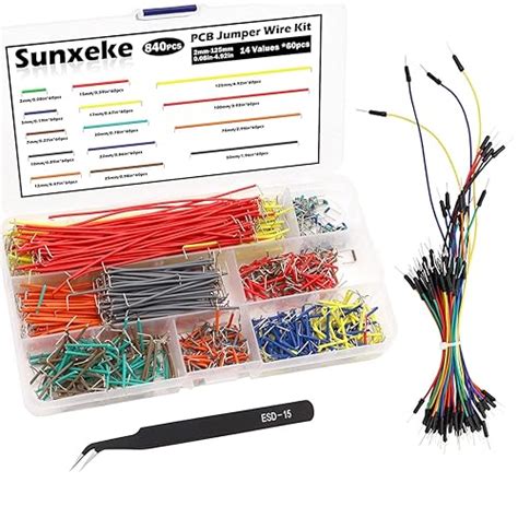 Sunxeke 840pcs 14 Values Breadboard Jumper Wire Kit Pcb