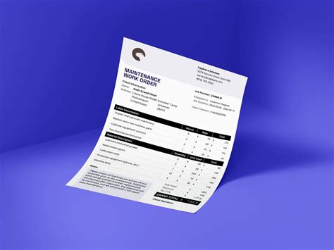 Maintenance Work Order Template Free Download 2025