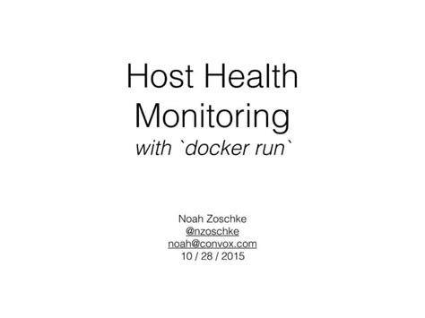 Host Health Monitoring With Docker Run Pdf