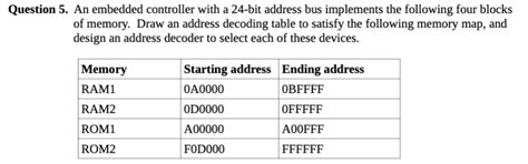 Question 5 An Embedded Controller With A 24 Bit