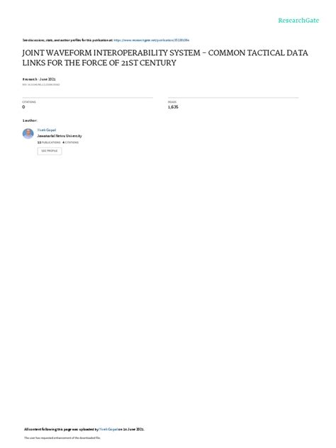 Joint Waveform Interoperability System Common Tactical Data Links For The Force Of 21st