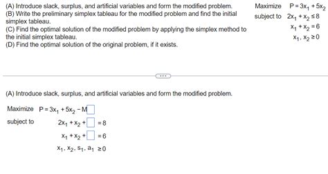 solved a ﻿introduce slack surplus and artificial