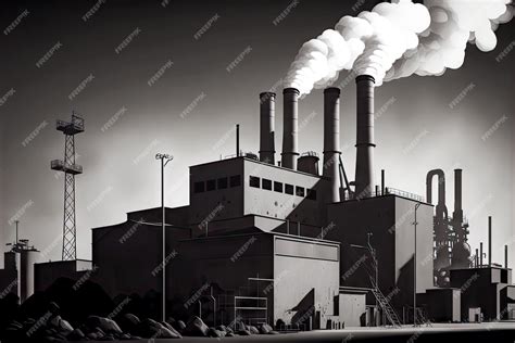 Proceso De Fábrica Industrial Con Humo Y Contaminantes De Humo De