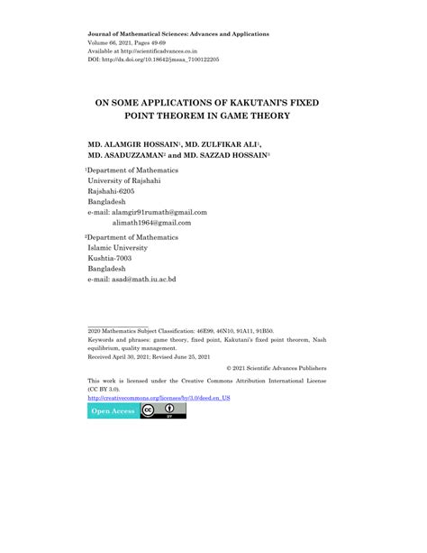 Pdf On Some Application Of Kakutanis Fixed Point Theorem In Game Theory