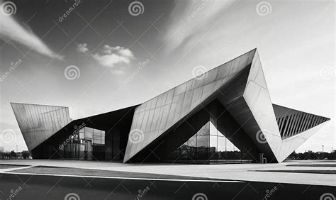 Modern Architectural Masterpiece With Angular Design Striking Concrete Facade Large Glass