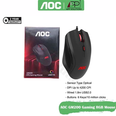 Free MousePadAOC MOUSE เมาส Gaming RGB Mouse รนGM200 รบประกน2ป Shopee Thailand