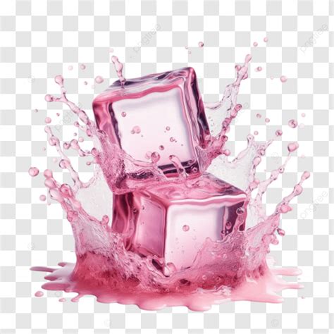 스플래시 워터가 있는 젖은 분홍색에 3d 포젠 얼음 조각 스플래시 워터가 있는 젖은 분홍색의 얼음 조각 스플래시 워터가 있는