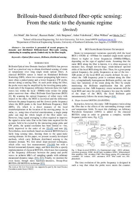 Pdf Brillouin Based Distributed Fiber Optic Sensing From The Static To The Dynamic Regime