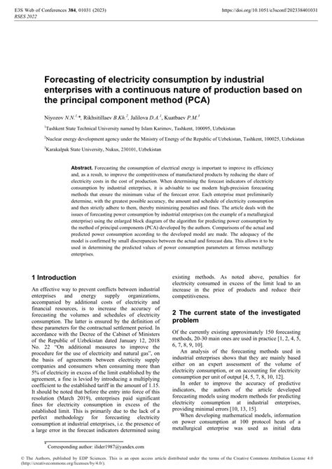 Pdf Forecasting Of Electricity Consumption By Industrial Enterprises With A Continuous Nature