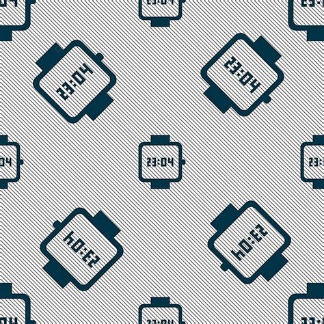 geometric textured seamless pattern featuring a wristwatch icon in vector format vector classic