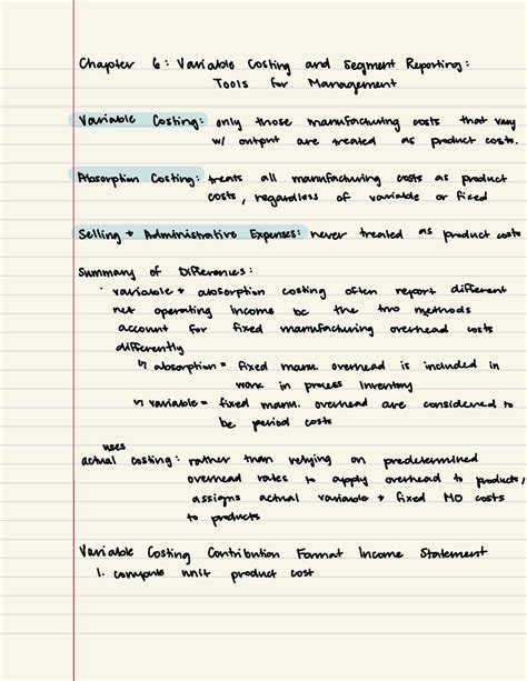 managerial acct chpt 6 variable costing and segment reporting acct