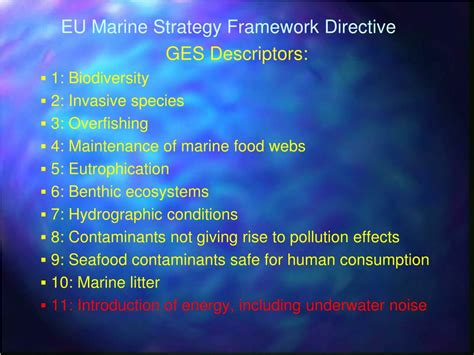 Ppt Eu Marine Strategy Framework Directive Descriptor 11 Underwater