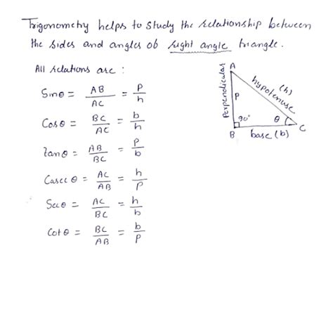 Solved Trigonometry Helps To Study The Relationship Between The Sides And Course Hero