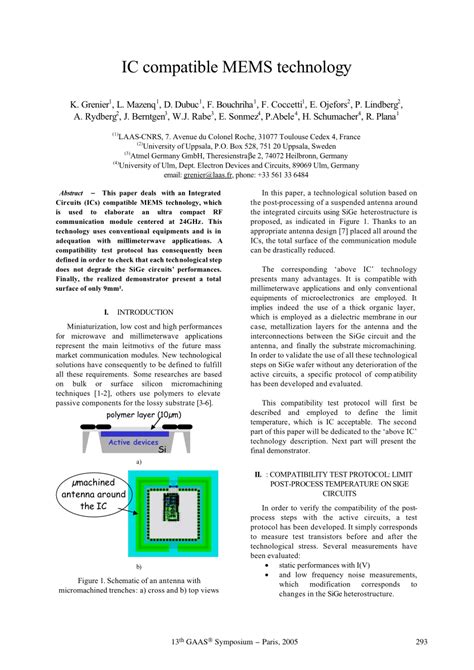 PDF IC Compatible MEMS Technology