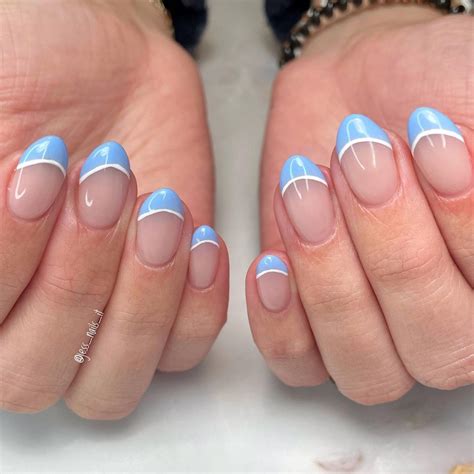 French Manicure Designs Blue