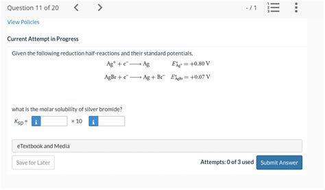 Solved Given The Following Reduction Half Reactions And