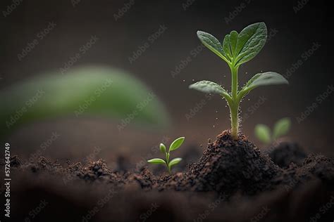 Seedling Tree Growth Concept Beautiful Green Nature Background Generative AI Stock Illustration