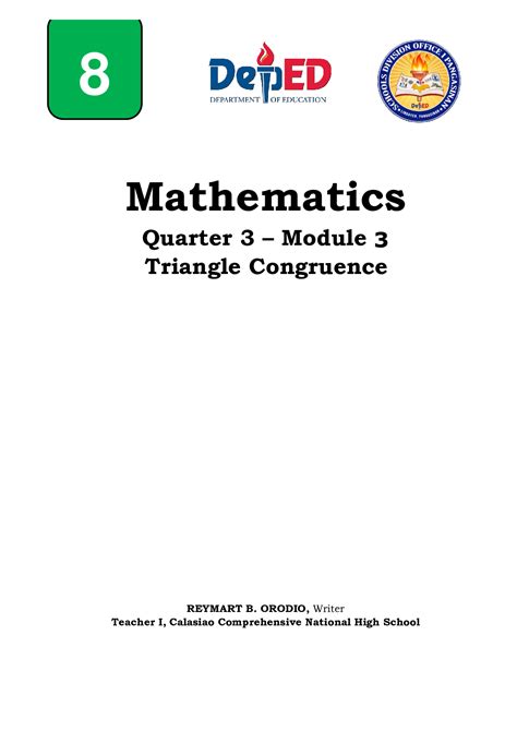 Mathematics Quarter 3 Module 3 Triangle Congruence